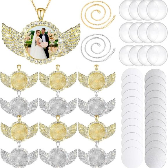 Other | 6 Pcs Sublimation Angel Wing Jewelry Blanks Set Rhinestone ...
